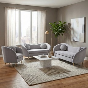 Designový 2-sed, šedá Velvet látka/gold chrom zlatá, EZIO TYP 2