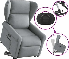 Elektrické zvedací polohovací křeslo světle šedé textil 3303394