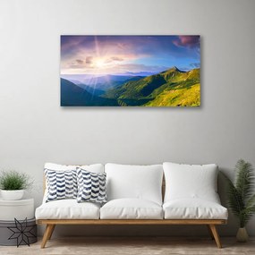 Obraz na plátně Hora Louka Slunce Krajina 100x50 cm