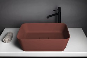 Polysan Banera Square umyvadlo na desku 50 x 36 cm bez otvoru pro baterii bez přepadu litý mramor hnědá mat 14596.71