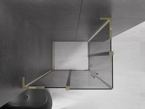 Mexen Velar L Duo, sprchový kout s posuvnými dveřmi 90 x 80 cm, 8mm šedé sklo, zlatá lesklá, 871-090-080-02-43-50