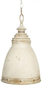 Bílé kovové závěsné světlo s patinou Marie-louise – 28x45 cm