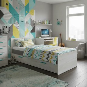 Mdx Postel ROBIN 90 x 200 cm - Dub bílý/šedá Barva rukojetí: Šedá 02