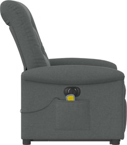 Elektrické zvedací masážní polohovací křeslo tmavě šedé textil 3303285