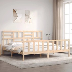 Rám postele s čelem Super King Size masivní dřevo 3193091