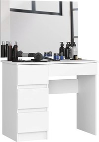 Toaletní stolek se zrcadlem T-6/SL 90x60 levá - bílá