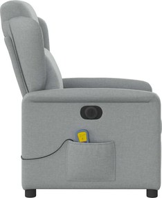Elektrické masážní polohovací křeslo světle šedé textil 3303124