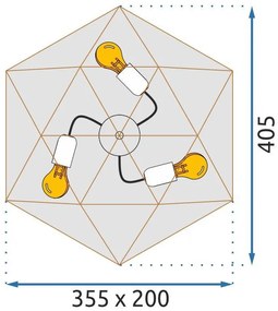 Toolight, stropní svítidlo 3xE27 APP1094-3C, černá-zlatá, OSW-04410