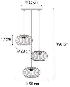 Orientální závěsné svítidlo bambus 3-světlo kulaté - Amira