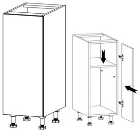 ASPEN gr | dolní skříňka D40 | PRAVÁ | šedá lesk
