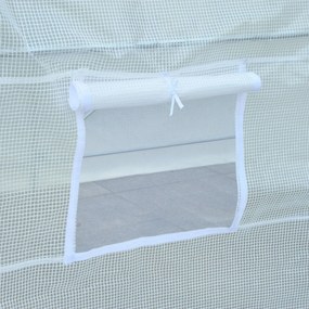 Zeleninový skleník Outsunny 245x200x200cm – fóliový skleník s dveřmi a oknem, poly tunel z pozinkované oceli, zahradní tunel, skleník včetně zakotvov…