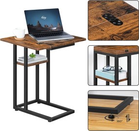 Rozkládací odkládací stolek Vasagle Bromy 26/52 cm hnědý/černý
