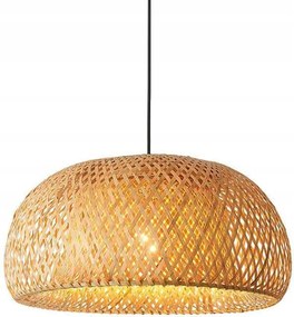 Bambusová Závěsná Lampa E27 Boho Pletená 38 Cm