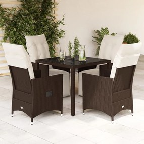 5dílný zahradní bistro set s poduškami hnědý polyratan 3276916
