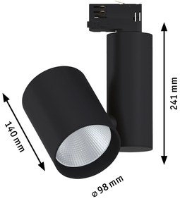 Paulmann 91345 Zeuz, černý reflektor, 33W LED 4000K 15° stmívatelný, výška 24,1cm