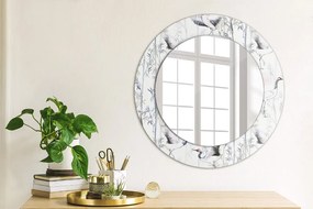 Kulaté zrcadlo s dekorem Jeřáby ptáci fi 50 cm