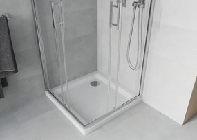 Mexen Rio, čtvercový sprchový kout 80 x 80 cm, 6mm čiré sklo, chromový profil + bílá sprchová vanička, 860-080-080-01-00-4010