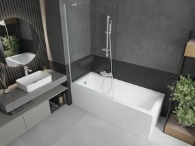 Mexen Next, vanová zástěna 1-křídlová 90 x 150 cm, fixní křídlo, 6 mm čiré sklo, bílý profil, 895-090-000-00-00-20