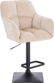 LuxuryForm DESIGN Barová židle AMALFI VELUR na černé hranaté podstavě - krémová