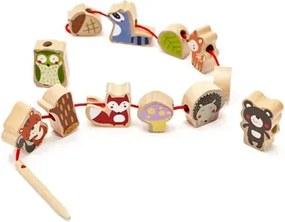 TEDDIES Provlékačka Lesní zvířátka / 13 dílků / Dřevo / 18m+