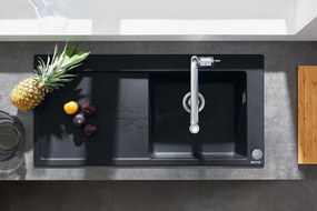 Hansgrohe S51, vestavný dřez 450 s odkapávací plochou, černý grafit, HAN-43314170