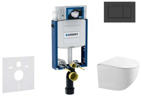 Geberit Kombifix - Set předstěnové instalace, klozetu Gaia a sedátka softclose, tlačítko Sigma20, matná černá/černá SANI15CA5105