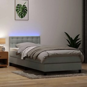 Box spring postel s matrací a LED Světle šedá 90x220 cm Samet 3317295