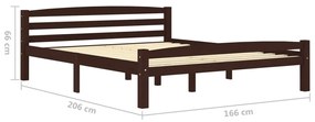 Rám postele tmavě hnědý masivní borové dřevo 160 x 200 cm,  322086