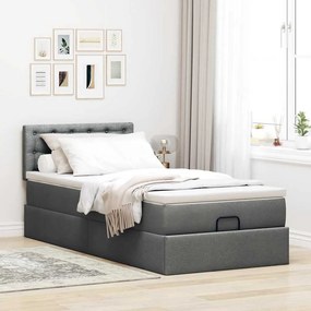Osmanský rám postele s matrací tmavě šedá 80x200cm textil 3311581