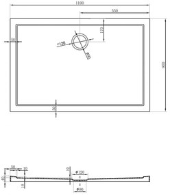 Mexen, Mexen Flow obdélníková sprchová vanička slim 110 x 90 cm, bílá lesklá, 46R109011