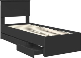 Rám postele se zásuvkou Černá 75 x 190 cm Inženýrské dřevo 3410757