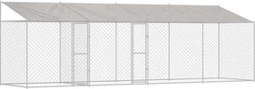 Psí klec s střechou Stříbrná 800 x 200 x 256 cm Ocel a PE 3368305