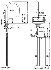 Hansgrohe Aquno Select M81 - Páková kuchyňská baterie 170, vytahovatelná sprška, 3jet, sBox, vzhled nerezu 73831800