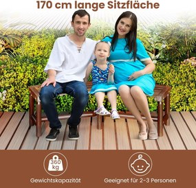 Costway Zakřivená zahradní lavička Ohniště z masivu pro 2-3 osoby