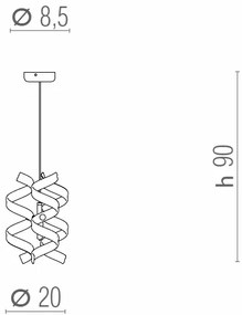 Metal Lux 206.501.15 Astro Silver, stříbrné designové závěsné svítidlo v průměru 20cm, 1x40W, stříbrné sklo,chrom