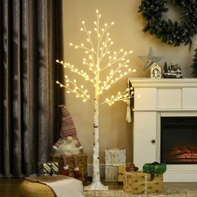 HOMCOM Strom se světly 150 cm bříza se 120 teplými bílými LED diodami, 3 úrovně jasu, umělá bříza na párty, svatby a Vánoce IP44 | Aosom.de