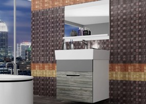 Koupelnový nábytek Belini šedý antracit Glamour Wood / šedý mat + umyvadlo + zrcadlo  KOR M 1/1/W/GWSR/0/ZW