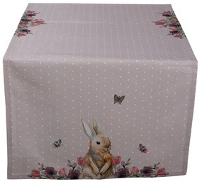 Bavlněný běhoun na stůl s králíčkem Happy Bunny - 50*140 cm