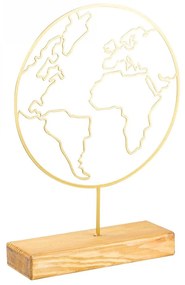 Kovová dekorace World 40 cm zlatá