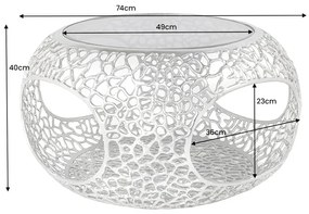 Massive home | Konferenční stolek LEAF 40 CM stříbrný/černé sklo