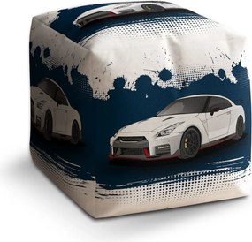 Sablio Taburet Cube Nissan GTR 35 Modrý - 60x60x60 cm
