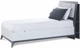 Studentská postel 100x200 s výklopným úložným prostorem Thor - béžová/šedá/černá