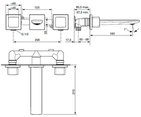 Ideal Standard Conca - Umyvadlová baterie pod omítku s kohoutkovým ovládáním, magnetově šedá A7445A5