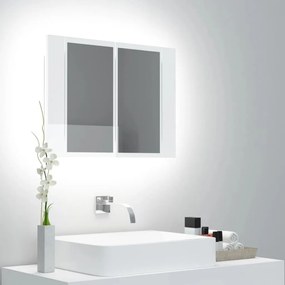 LED koupelnová skříňka se zrcadlem lesklá bílá 60x12x45cm akryl