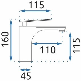 Rea Berg, umyvadlová baterie h-160, zlatá lesklá, REA-B2041