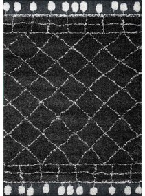 J-Line Kusový koberec Rangpur 65217 699 černý-krémový BARVA: Černá, ROZMĚR: 80x150  cm