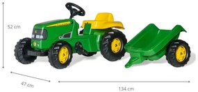 Šlapací traktor s vlečkou Rolly Toys John Deere 012190