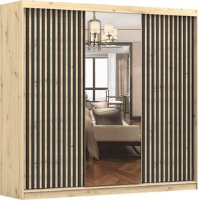 IDZ Šatní skříň WERONA 3D, 233 cm Dub Artisan/Černá