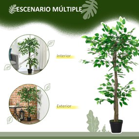 Umělý čajovník Outsunny, 120 cm, umělé stromky v dekorativním květináči pro interiér domova, obývací pokoj, kancelář Ø16x120 cm, zelený