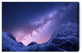 Obraz Mléčná Dráha Přes Zasněžené Hory Nedostatek Nedostatek Přírodní plátno 100x70